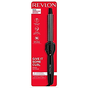 REVLON Perfect Heat Ceramic Curling Iron Brush, Black, 3/4"