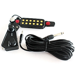 HOYUJI 12 SoundHole Guitar Pickups, Magnetic preamplifier for Acoustic Guitar with Tone and Volume Control, Electric Guitar Pickup Extension, Cable Length 10 feet