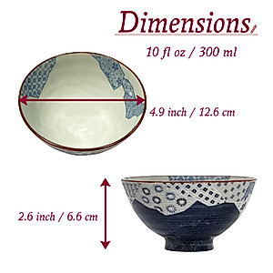 MINO WARE JAPAN Traditional Style Japanese Ceramics Rice Bowl Chawan Pottery, Dishwasher Microwave Safe Made in Japan (Yuuzen, Medium (oohira))