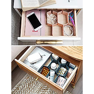 COOLFUNLIFE Plastic Partition Honeycomb Shape Drawer Dividers, Underwear Socks Bras Ties Belts Scarves, Bee Style Household Closet Storage Cabinet Clapboard DIY Drawer Organizer Divider - White