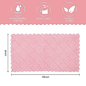 22 Pack Kitchen Dish Cloths, Reusable Dish Towels, Nonstick Oil Washable Fast Drying, Super Absorbent Coral Velvet Cleaning Cloths for Cleaning Tableware, Kitchen, Bathroom (Pink-green-10 x 6")
