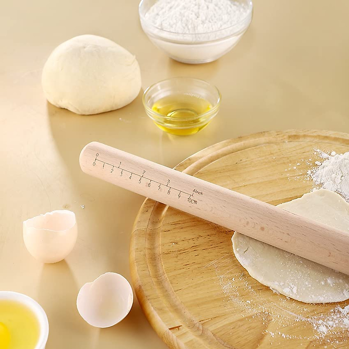 Rolling Pin, 14.9 inch french rolling pin, Wooden rolling pins for Fondant, Pie Crust, Cookie, Pastry, Dough, Tapered dumpling rolling pin with smooth construction