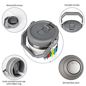 Be Patient I Have Autism Awareness Heart Ribbon (2) 30 OZ Insulated Tumblers with Handle And Straw Leakproof Vacuum Insulated Stainless Steel Water Bottle for Car Fishing Travel