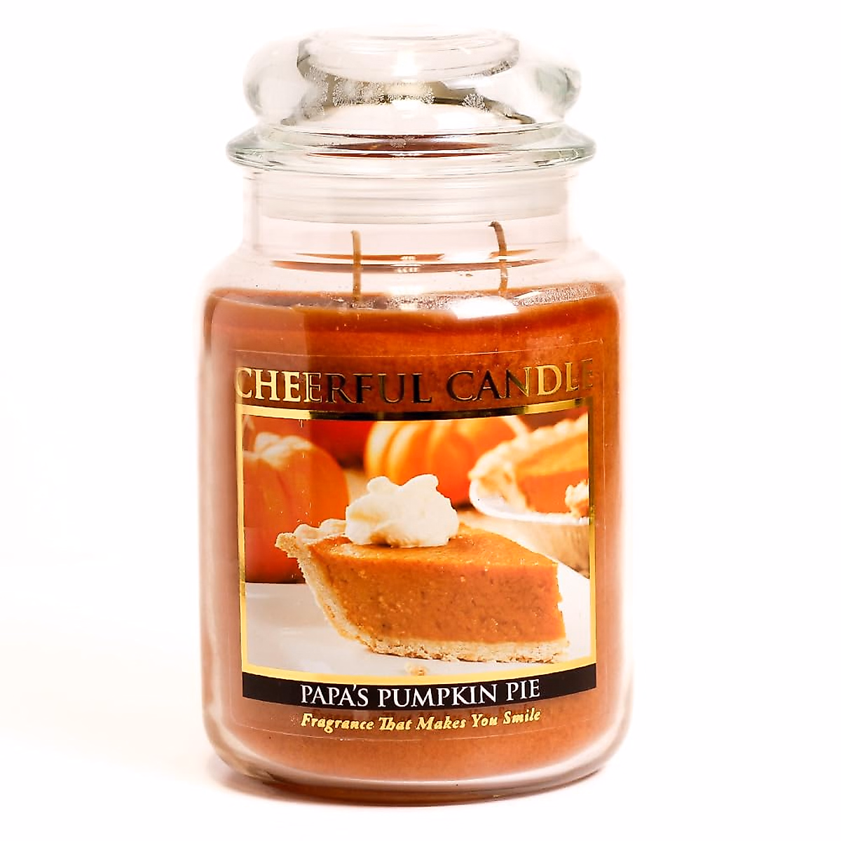 A Cheerful Giver - Papa's Pumpkin Pie Scented Glass Jar Candle (24 oz) with Lid & True to Life Fragrance Made in USA