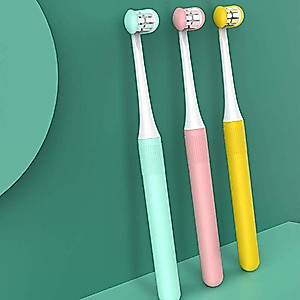 GOGOCAT 3D toothbrushes for Adults Yellow,3 Sided Wrapped Tooth Brush Oral Care.1 Count