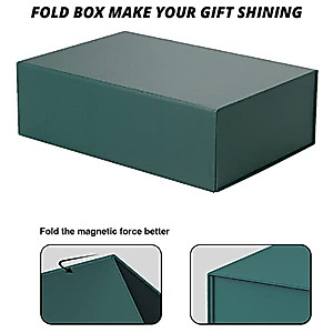 MONDEPAC Gift Box 11x7.5x3.5 Inches,Forest Green Gift Box with Magnetic Lid，Large Gift Box Contains Card, Ribbon, Shredded Paper Filler Gift Box for Valentine's Day Gift Packaging