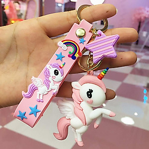 HAIQILIN Pink Unicorn Keychain backpack keychains