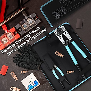 SHALL Battery Cable Wire Lug Crimping Tool Kit for US Copper Lugs AWG 8-1/0, Wire Crimping Tool for Electrical Lug Crimper with Cable Cutter, Heavy Duty Battery Terminal Crimper with Storage Bag