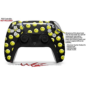 WraptorSkinz Skin Wrap compatible with Sony PS5 DualSense Controller Smileys on Black (CONTROLLER NOT INCLUDED)