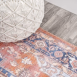 JONATHAN Y WSH109A-3 Maris Ornate Medallion Machine Washable Indoor Bohemian Transitional Area Rug,High Traffic,Kitchen,Living Room,Backyard,Non Shedding,3 X 5,Terracotta/Cream