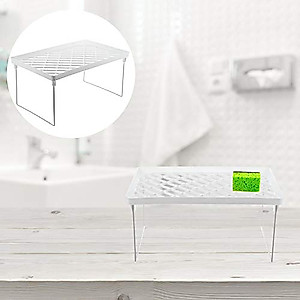 DOITOOL Foldable Cabinet Storage Rack Cosmetic Makeup Shelf Bathroom Countertop Organizer Kitchen Counter Storage Shelves Office Desktop Stationery Rack