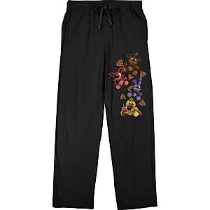 Five Nights at Freddy's Video Game Men's Mini Characters & Pizza Black Sleep Pajama Pants-X-Large