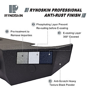 RYNOSKIN Rear Bumper Fit 2020-2025 Jeep Gladiator JT Heavy Duty Gladiator Rear Bumper Guard with D-Rings Can Add License Plate Lights Heavy Texture Black