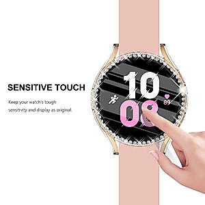 Surace Soft TPU Case for Galaxy Watch 4 & Galaxy Watch 5 40mm with Screen Protector, Bling Crystal Diamond Protective Bumper for Samsung Galaxy Watch 4 5 40mm (3 Packs, Rose Gold/Pink/Clear)