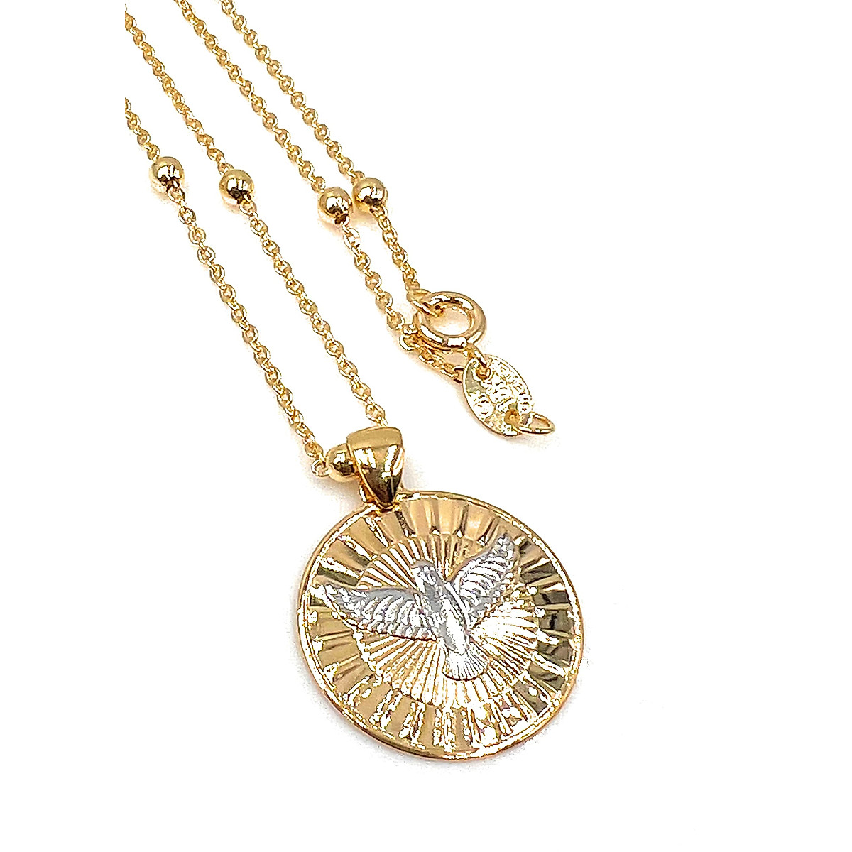 FWJ 18K Gold Plated Holy Spirit Pendant Necklace for Women Religious Jewelry