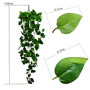 2 Pack Artificial Hanging Vine, 2 Basket Faux Vines Ivy Leaves Outdoor Fake Hanging Plants Luxuriant Wall Hang Garland for Porch Patio Balcony Basket Garden Party