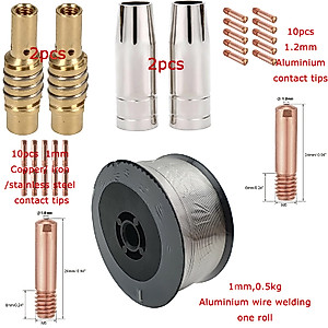 PreAsion Aluminum Spool Gun Mig Torch Fit Miller Millermatic 140 180 211300371 Spoolmate 100 Series with 10ft Cables for Aluminum Stainless Steel Iron with Welding Wire 20 Contact Tips