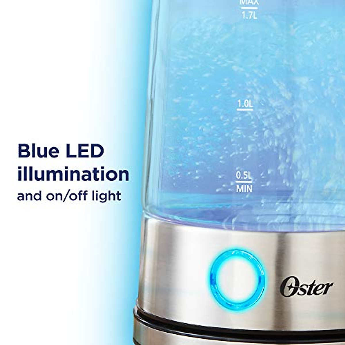 Oster BVSTKT7098-000 Kettle, 1.7 Liter, Clear/Stainless.