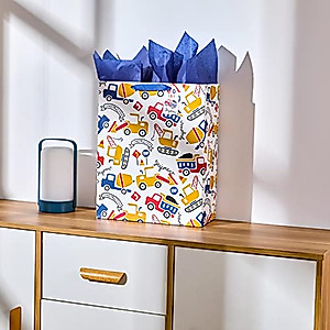SUNCOLOR 16" Extra Large Gift Bag with Tissue Paper for Boys (Vehicle)