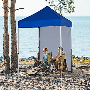 EAGLE PEAK Pop up Canopy 5x5, Outdoor Portable Canopy Tent with One Removable Sunwall, Carry Bag Included, Blue