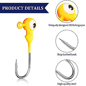 Sumind 100 Pieces Jig Head Jig Ball Fishing Jig Hooks Round Painted Fishing Lures with Plastic Box for Freshwater and Saltwater Fishing