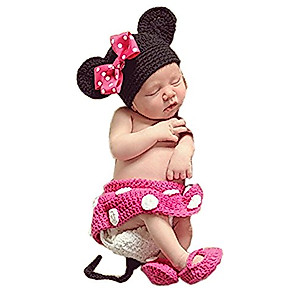 Pinbo Baby Girls Photography Prop Cute Knitted Crochet Hat Dress Diaper Shoes