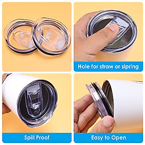 2PCS 20 Oz Skinny Replacement Lids Tumbler Replacement Lids Clear Spill Proof Durable Covers Tumblers Lid Cup Plastic Splash Resistant Sliding Covers Fit For Mouth Tumbler Cooler Cup