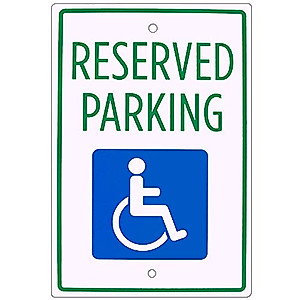 Handicap Parking Sign – 18" x 12" Aluminum Safety Warning Sign For Parking Lots, Private Driveways, & Businesses by Bolthead Industrial