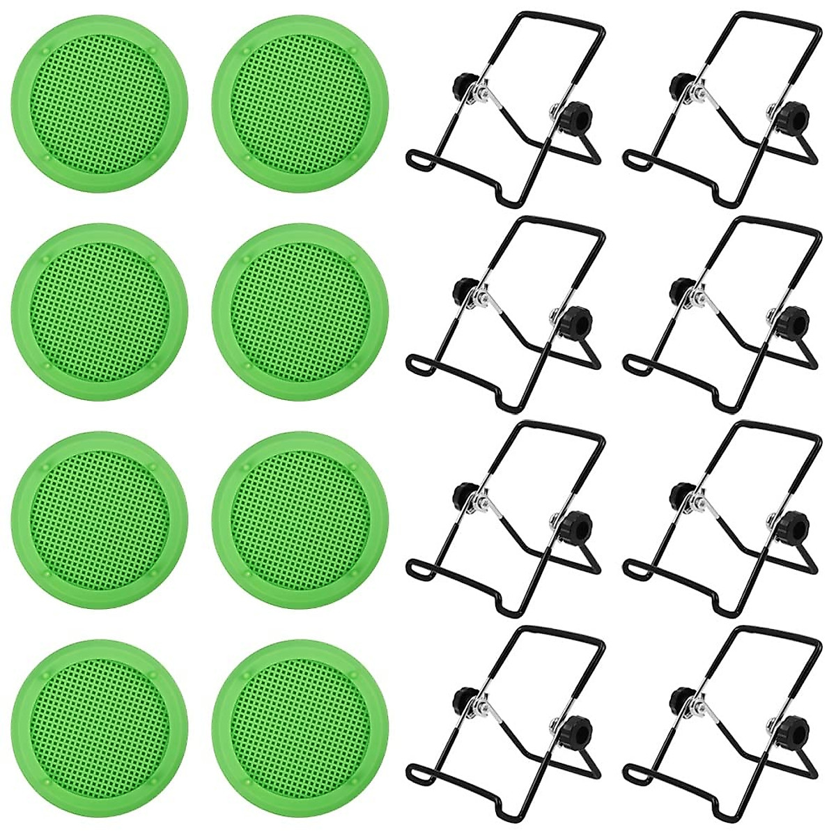 Picowe Plastic Sprouting Lids, Sprouting Jar Stands, for 86mm Wide Mouth Mason Jars, Canning Jars, Suit for Grow Bean Sprouts, Alfalfa, Salad Sprouts(16 Pack, Green)