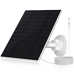 Solar Panel for Security Camera,5W USB C Solar Panels for Cameras,IP65 Waterproof Solar Panel for Bird Camera,Solar Panel Cameras with Micro USB & USB-C Port,Solar Panels for Outdoor Cameras (1 Pack)