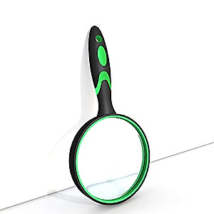 10X Shatterproof Magnifying Glass 10X Large Handheld Magnifying Glass for Seniors Kids 75mm Magnifying Lens with Non-Slip Rubber Handle Magnifier Glass for Reading Science Insect Hobby Observation