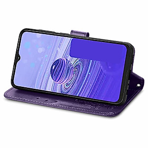 Futanwei for Lively Jitterbug Smart4 Flip Case with Card Holder, [Flower Pattern] [Built-in 3 Credit Card Slots][Magnetic Closure] [Kickstand Feature] Luxury PU Leather Women's Wallet Case, Purple