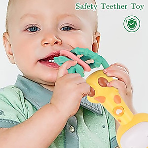 Thinkmax 6 PCS Baby Stacking Nesting Toys, 1 PCS Sensory Ball & Baby Rattle Music Appease Toys, Montessori Sensory Toys with Letter for Babies Newborn 0 3 4 5 6 12 18 Months 1 Year Old Girls Boys