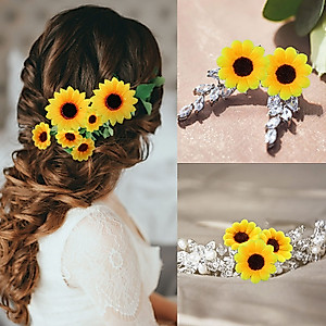 WILLBOND 124 Pieces Fake Sunflowers 3.5 Inch and 1.6 Inch Artificial Sunflower Heads Fabric Floral for Home Decoration Wedding Decor Bride Holding Flowers Garden Craft Art Decor