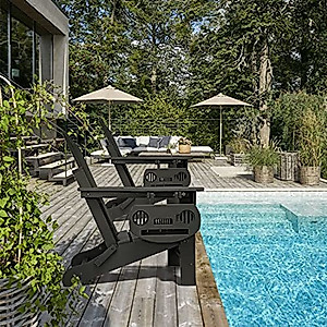 FOOWIN Adirondack Chair Set of 4, Lounge Chair w/4 in 1 Cup Holder Trays, Folding Patio Chairs Weather Resistant, Fire Pit Chair for Deck, Garden, Backyard & Lawn Furniture (Set of 4, Black)