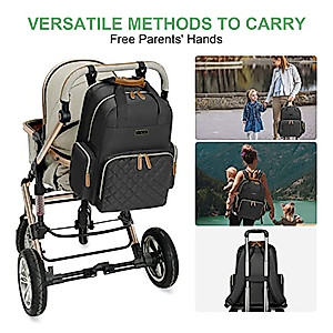 WITSTEP Diaper Bag Backpack with Changing Station, Baby Diaper Bag Organizer for Moms Dads-Diaper Tote Bags for Hospital Stroller Travel Bag for Airplane,Baby Eessentials/Large Capacity,Black