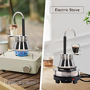 Tissting Single Spout Stovetop Moka Pot Stainless Steel Stovetop Single Spout Espresso Maker Mini Stovetop Espresso Percolator Italian Type Espresso Cup Coffee Maker Use on Stove at Home or Camping