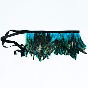 L'VOW Feather Boa Ribbon Punk Gothic Shawl Crow Witch Costume for Halloween(Acid blue)