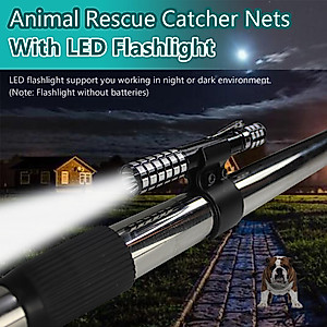 Wamlet Dog Catch Net Animal Control Net Poultry Catching Trap Tool Length Adjustable for Cat, Pigeon and Others (42~70" Handle with 22" Net Opening) (Stainless Steel, Natural)