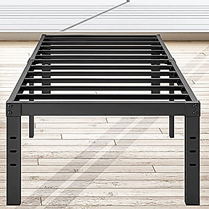 Caplisave 14-Inch High Metal Platform Bed Frame,Max 2000lbs Heavy Duty Metal Slat Support,Underbed Storage，Easy Assembly，No Box Spring Needed，Black,Twin