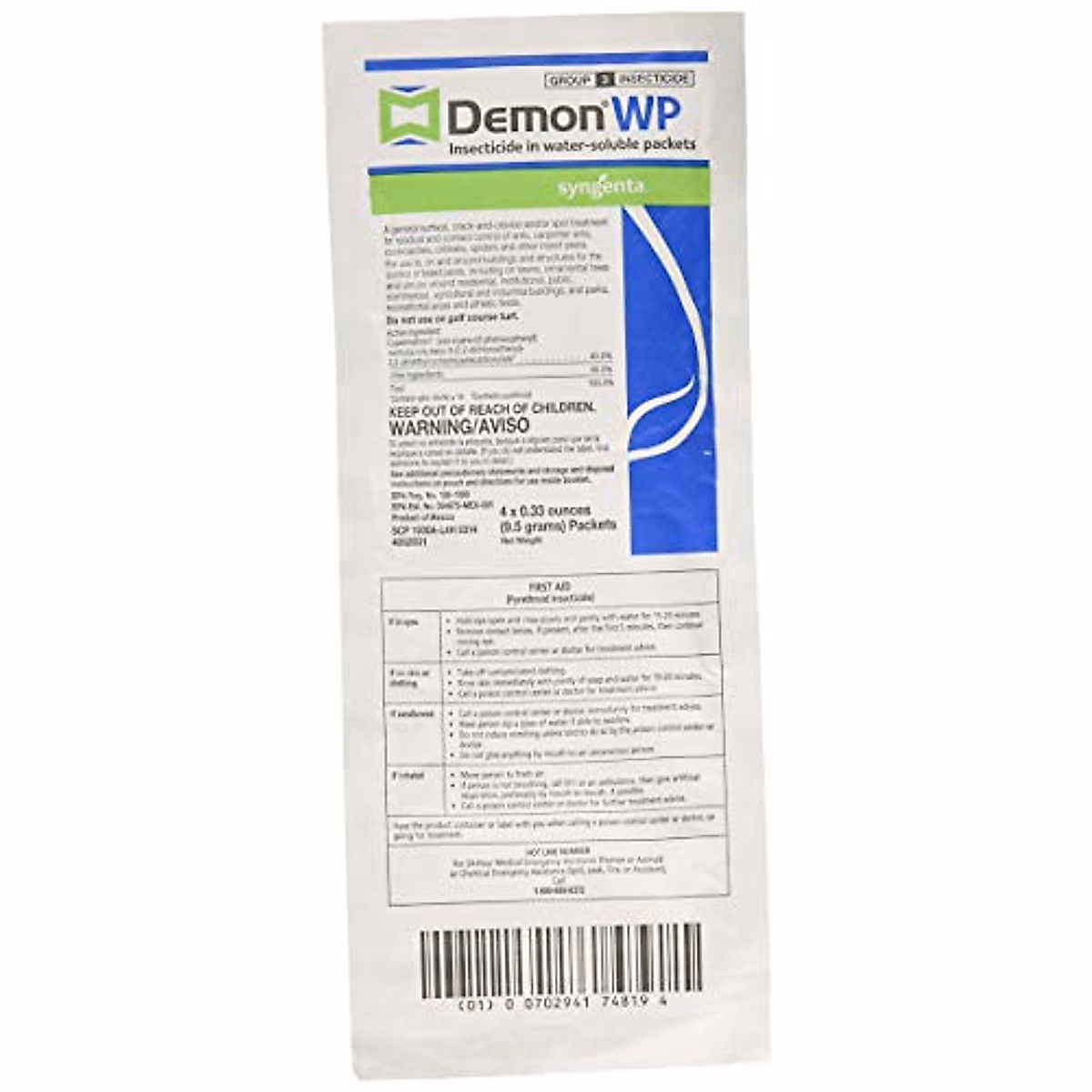 Syngenta - 74819B - Demon WP - Insecticide, (4 x 0.33 ounces) 9.5g (Pack of 2)