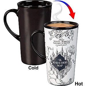 Harry Potter Marauder's Map Tall Ceramic Mug - Map Image Activates with Heat - Large Tumbler Style - Officially Licensed - Gift for Kids and Adults