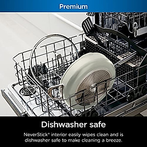 Ninja CW102WH Foodi NeverStick PossiblePan, Premium Set with 4-Quart Capacity Pan, Steamer/Strainer Basket, Glass Lid & Integrated Spatula, Nonstick, Durable & Oven Safe to 500°F, Vanilla Bean