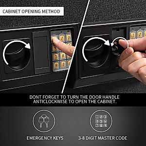 RPNB Rifle Safe,Electronic Gun Security Cabinet,Quick Access 5-Gun Large Metal Rifle Gun Security Cabinet with Separate Pistol/Ammo Area