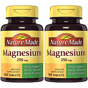Nature Made Magnesium (Oxide) 250 mg, 100 Tablets (2 Bottles)