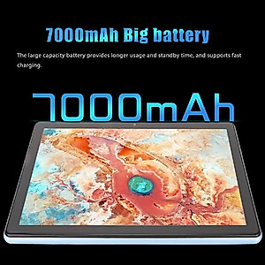 DAUERHAFT Tablet, Blue 10.1 Inch 1960X1080 Resolution 8GB RAM 256GB ROM 5G WiFi FDH Screen 8 Core Smart Tablet for Study for Game (US Plug)