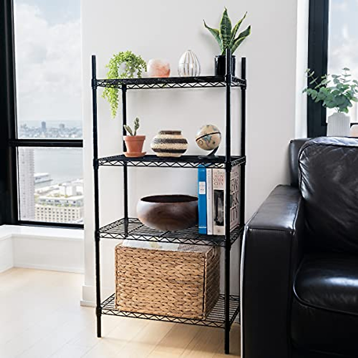 Westerly 4 Tier Household Wire Shelving Unit (13" x 23" x 48") Holds up to 600lbs