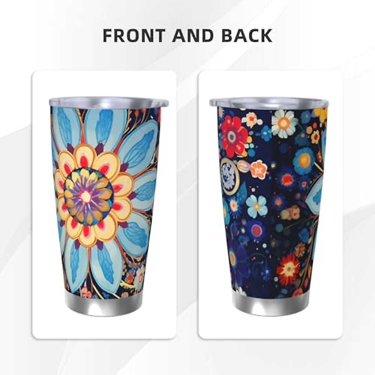 AYCZN Colorful Flower 20 OZ Tumbler Stainless Steel Travel Coffee Mug, Daisy Insulated Water Bottle with Lid and 2 StrawsLeakproof Thermal Cup