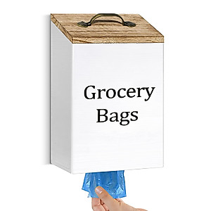 Wall Mount Grocery Plastic Bag Holder and Dispenser for Plastic Bags, Grocery Bag Dispenser with Lid, Plastic Bag Holder for Grocery Bags, Plastic Bag Organizer for Kitchen and Laundry Room