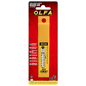 OLFA 100mm Extra Thick Razor Scraper Blades, 6 Blades (BS08-6B) - 100mm Heavy Duty Extra Thick Replacement Razor Scraper Blades for Glass, Roofing, Paint, Fits OLFA XSR Series Scrapers
